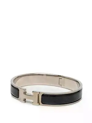 Hermès Enamel And Palladium Plated Metal Clic Clac H Bracelet Pm - Black