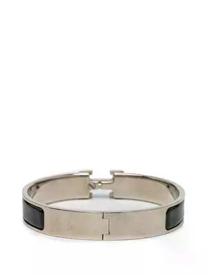 Hermès Enamel And Palladium Plated Metal Clic Clac H Bracelet Pm - Black