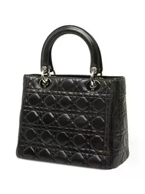 Dior 2004 Medium Lambskin Cannage Lady Satchel - Black