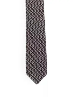 LARDINI Geometric Pattern Neck Tie - Brown