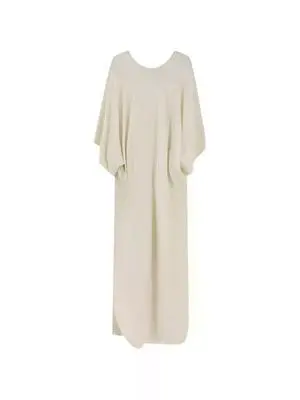 Alberta Ferretti V-neck Short Sleeve Long Dress - Neutrals