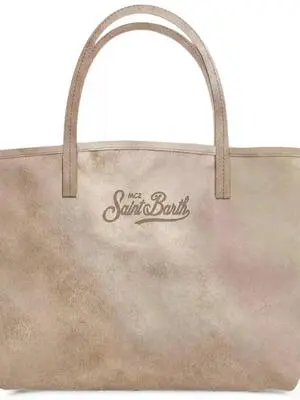 MC2 SAINT BARTH City Logo-print Suede Tote Bag - Neutrals