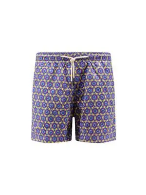 PENINSULA SWIMWEAR Geometric Print Drawstring Swim Shorts - Purple