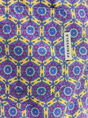 PENINSULA SWIMWEAR Geometric Print Drawstring Swim Shorts - Purple