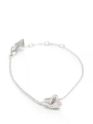 Guess Beloved Crystal-embellished Heart-motif Bracelet - Silver