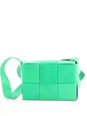 Bottega Veneta Cassette Maxi Intrecciato Leather Candy Crossbody Bag - Green