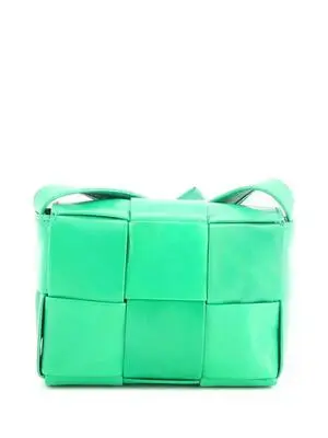 Bottega Veneta Cassette Maxi Intrecciato Leather Candy Crossbody Bag - Green