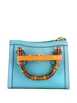 Gucci Diana Mini Bamboo Handle Tote Leather Crossbody Bag - Blue