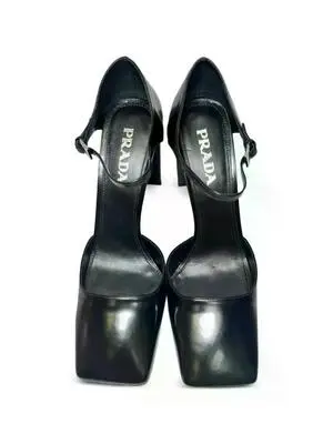 Prada Leather Square-toe Ankle-strap Pumps
