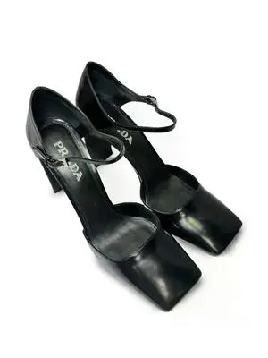 Prada Leather Square-toe Ankle-strap Pumps