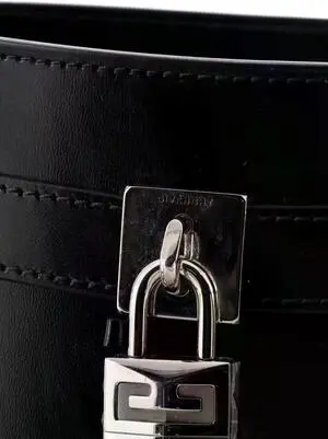 Givenchy Shark Lock Leather Bucket Bag - Black