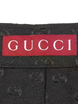 Gucci Logo Patterned Denim Shorts