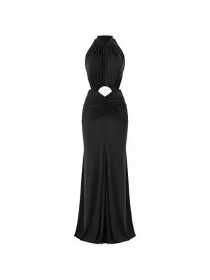AMAZUIN Mina Cut-out Ruched Maxi Dress - Black
