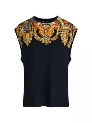 Etro Embellished Paisley-print Top - Black
