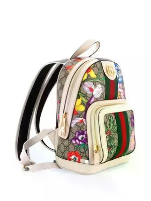Gucci Ophidia Flora Gg Coated Canvas And Leather Small Backpack