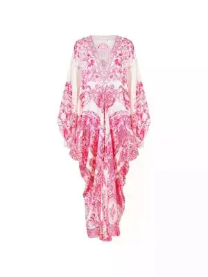 Camilla Floral-print Silk Kaftan Maxi Dress - White