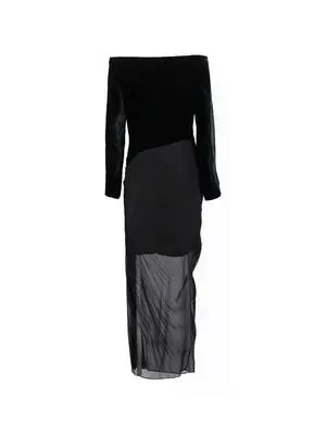 Versace Off-shoulder Pleated Midi Dress