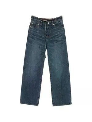 Sacai Belted Layered-waist Jeans - Blue