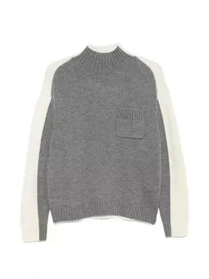 SEMICOUTURE Two-tone High Neck Sweater - Grey