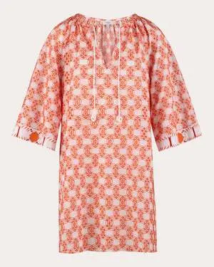 KARMA ON THE ROCKS Oto Broderie Anglaise Cotton Mini Dress - Red