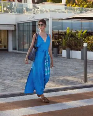 KARMA ON THE ROCKS Sabi Embroidered Linen Maxi Dress