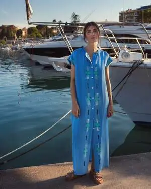KARMA ON THE ROCKS Yuhin Embroidered Linen Maxi Dress