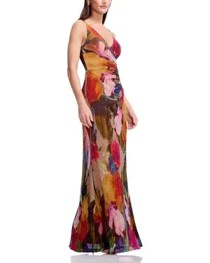 Dress The Population Jordan Printed Side Slit Gown