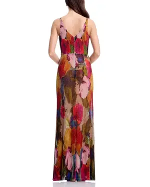 Dress The Population Jordan Printed Side Slit Gown