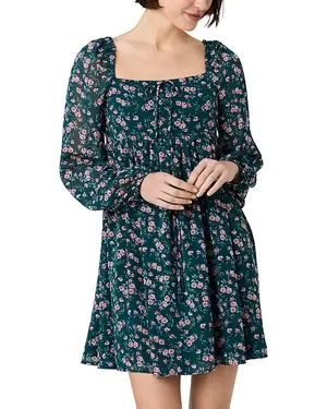 French Connection Marina Lucia Floral Print Dress - Deep Teal Multi