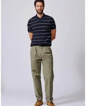 Aubin Alford Textured Cotton Polo Shirt - Navy/ecru Stripe