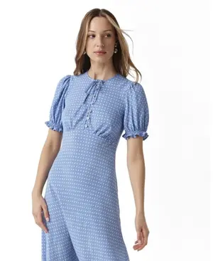 GHOST LONDON Clarissa Tie Front Midi Dress