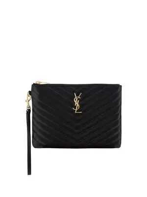 Saint Laurent Matelassé Clutch Bag - Black