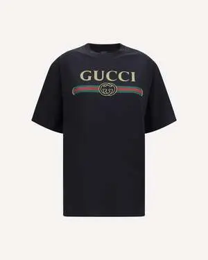 Gucci Cotton And Silk Jersey T-shirt With Interlocking Gg Print