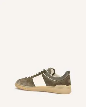 Valentino Garavani Suede And Calfskin Low Top Upvillage Sneakers - Khaki