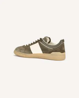 Valentino Garavani Suede And Calfskin Low Top Upvillage Sneakers - Khaki