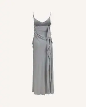 Versace Draped Medusa Hardware Viscose Jersey Maxi Dress
