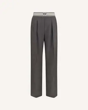 Versace Wool And Mohair Jacquard Motif Pants