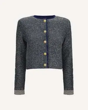 Balmain Quilted Sequin Cardigan With Decorative Buttons