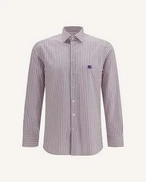 Etro Roma Striped Cotton Shirt With Pegaso Logo