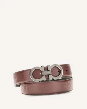 FERRAGAMO Reversible And Adjustable Gancini Belt - Brown