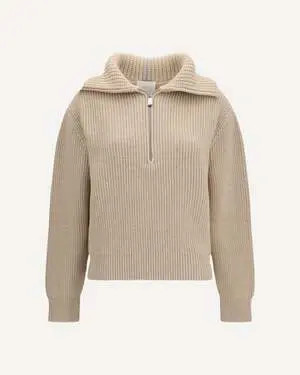 Malo Cashmere High-neck Zip Sweater