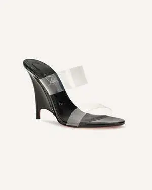 CHRISTIAN LOUBOUTIN Solo Zee Sculptural Wedge Mules - Black