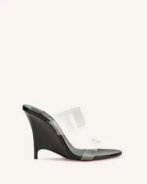 CHRISTIAN LOUBOUTIN Solo Zee Sculptural Wedge Mules - Black