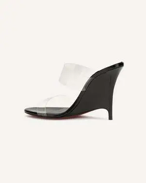 CHRISTIAN LOUBOUTIN Solo Zee Sculptural Wedge Mules - Black