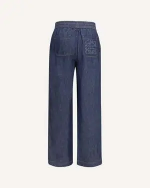 Loewe Cotton Chambray Drawstring Pants - Blue