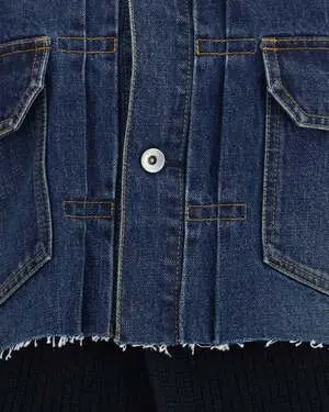 Sacai Denim Jacket With Wool Knit Layer