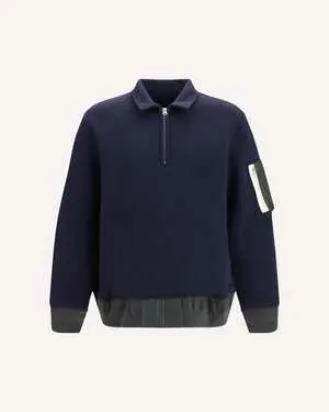 Sacai Terry Cloth Zip Polo - Blue