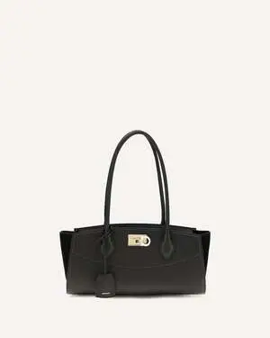 FERRAGAMO Studio Soft East West Shoulder Bag - Black