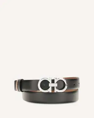 FERRAGAMO Reversible And Adjustable Gancini Belt - Multicolour
