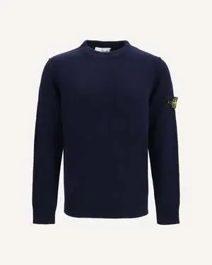 Stone Island Sweater Crewneck With Logo Patch On The Sleeve Ale - Black